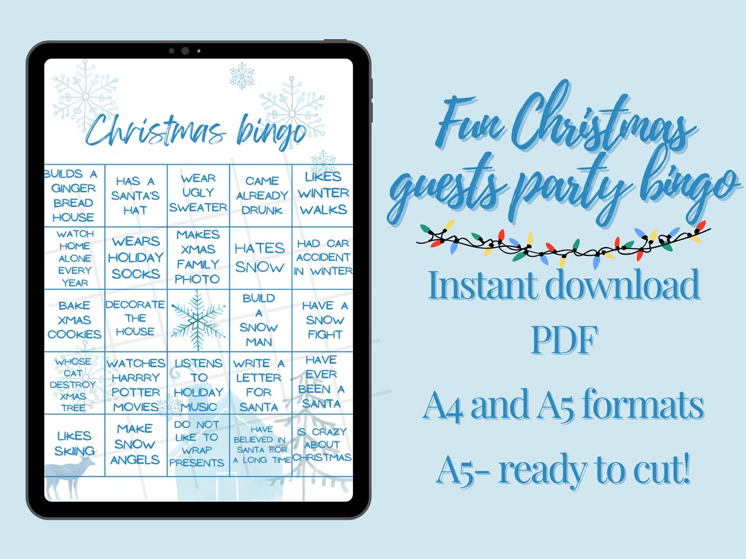 Christmas Finding Guests Bingo, Winter Party Interactive Bingo Cards ...