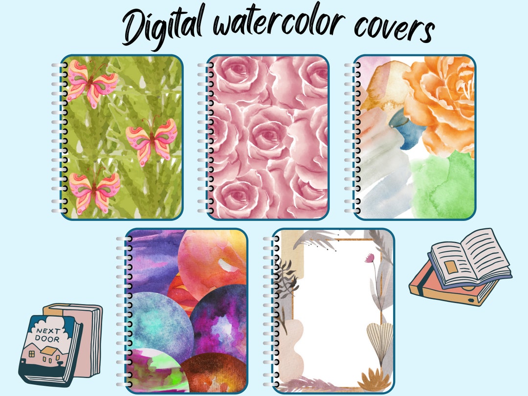 Watercolor Png Book Covers, Lovely Colored Notebooks Backgrounds ...