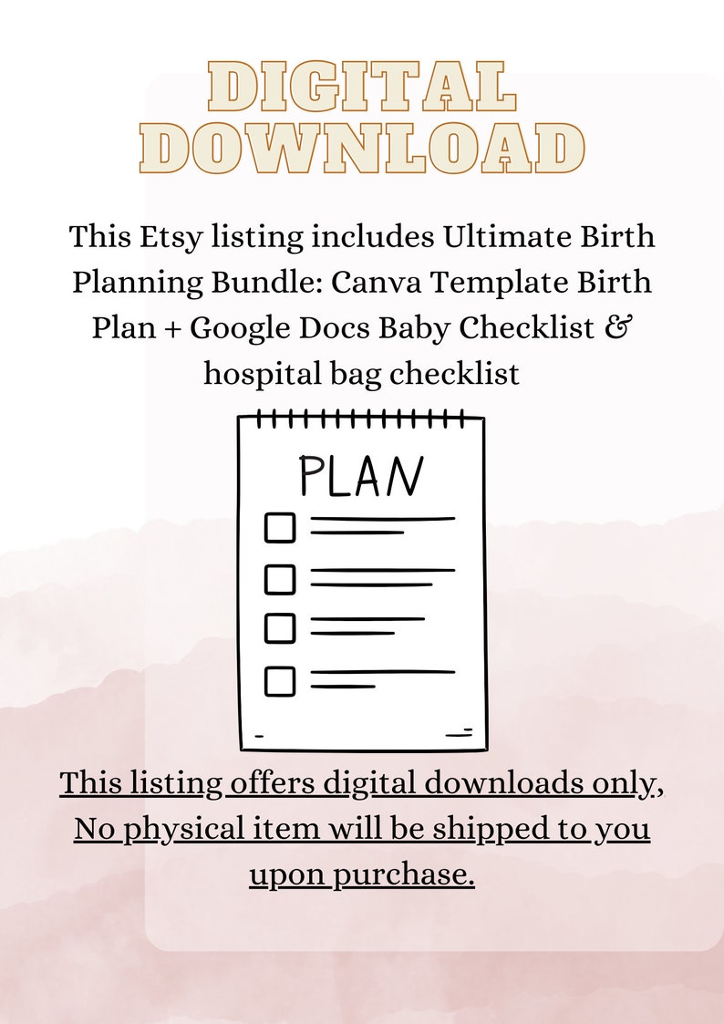 Birth Planning Bundle, Birth Plan, Baby Check List, Hospital Bag List ...