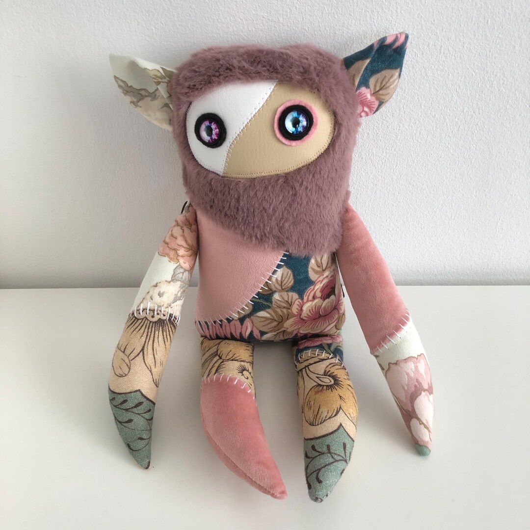 Floral Pink Stitched Monster Plush Art Doll - Etsy