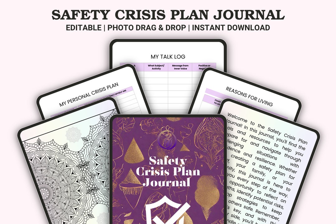 Safety Crisis Plan Journal, Mental Health Journal, Wellness Tracker ...