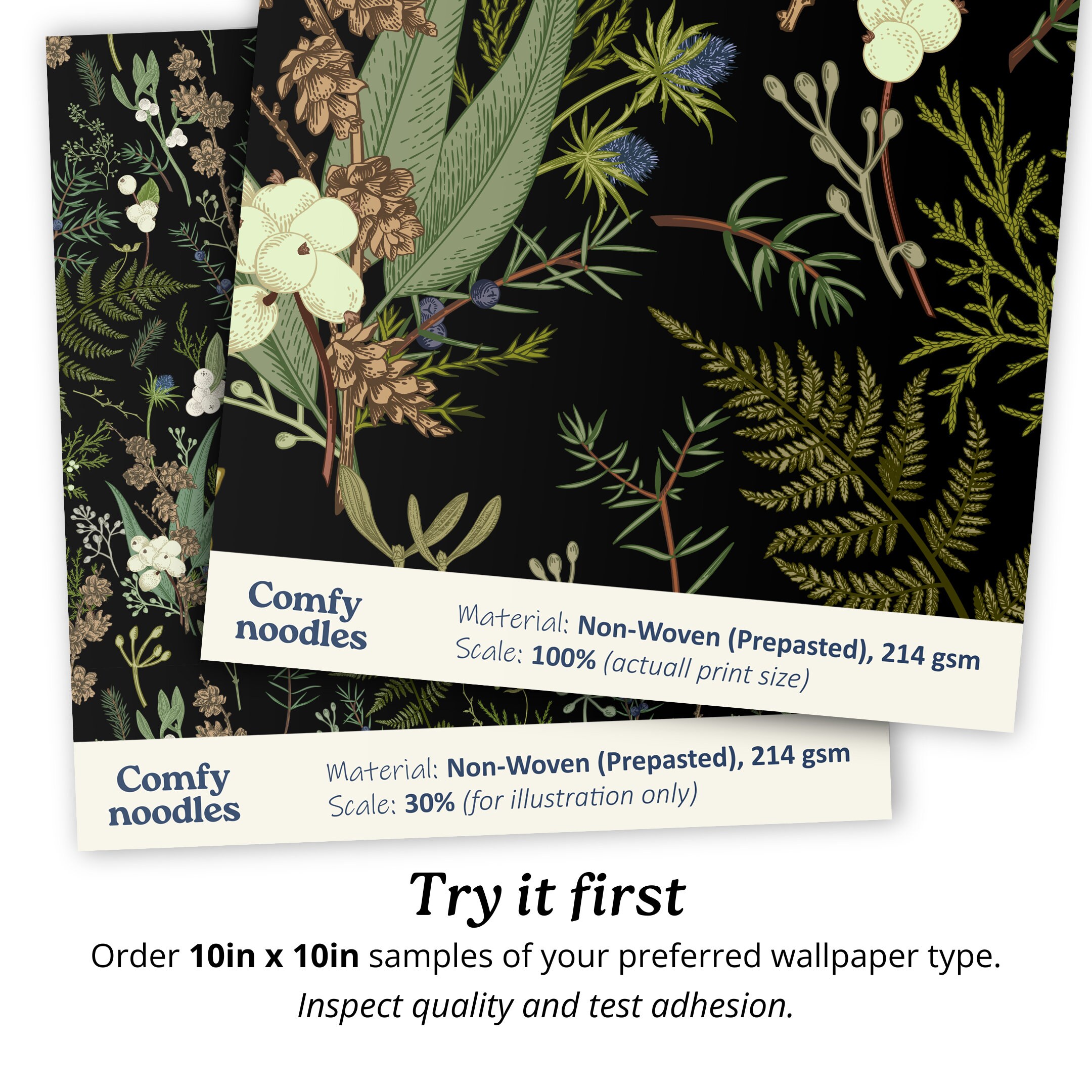 Moody Botanical Wallpaper Dark Green Forest Statement Wall Removable ...