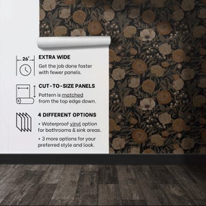 Muted Amber Roses Wallpaper | Dark Vintage Botanical Wildflower Bedroom ...