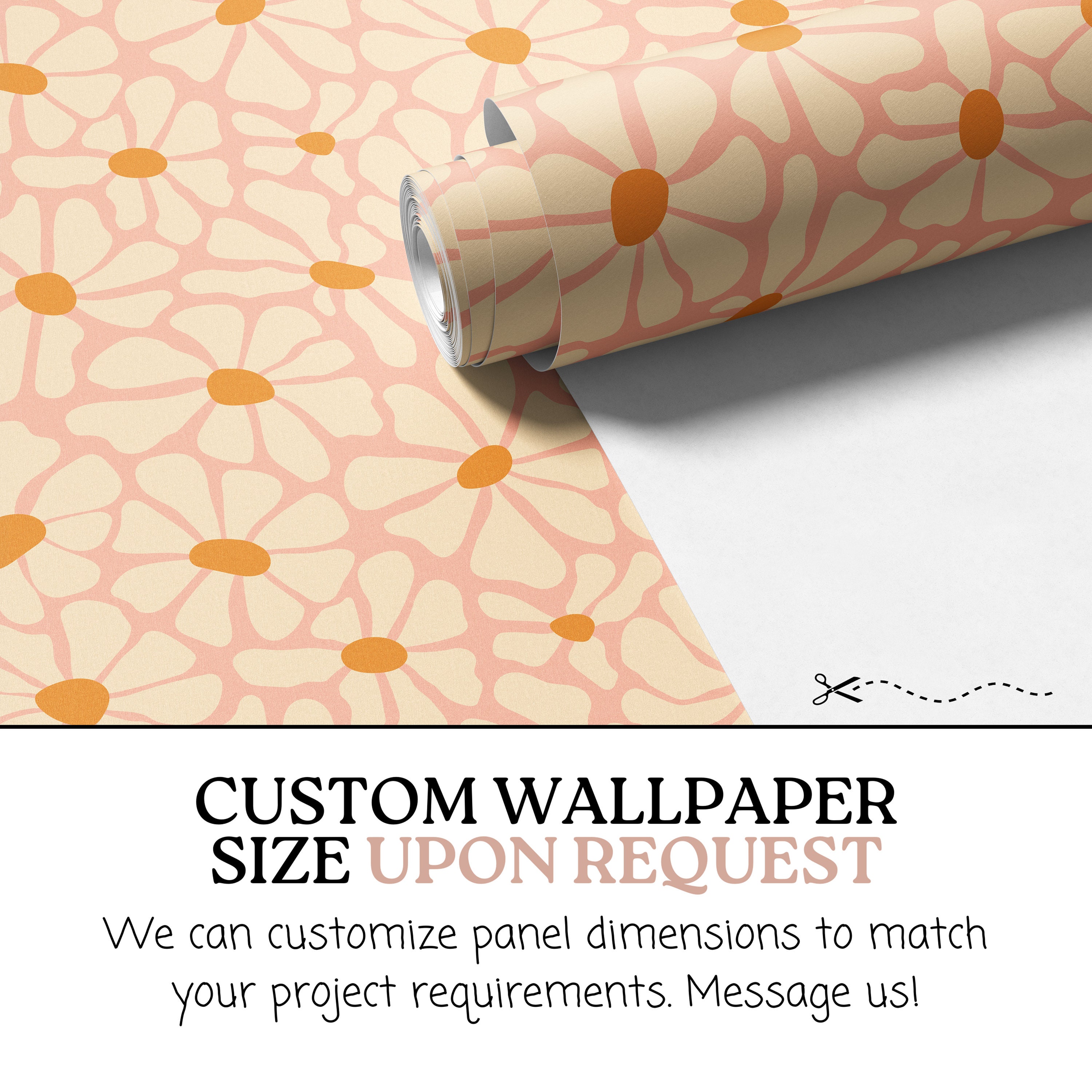 Funky Orange Daisy Wallpaper | Retro Floral Bedroom Bathroom ...