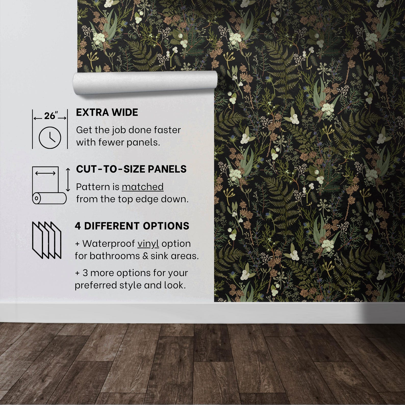 Moody Botanical Wallpaper | Dark Green Forest Statement Wall ...