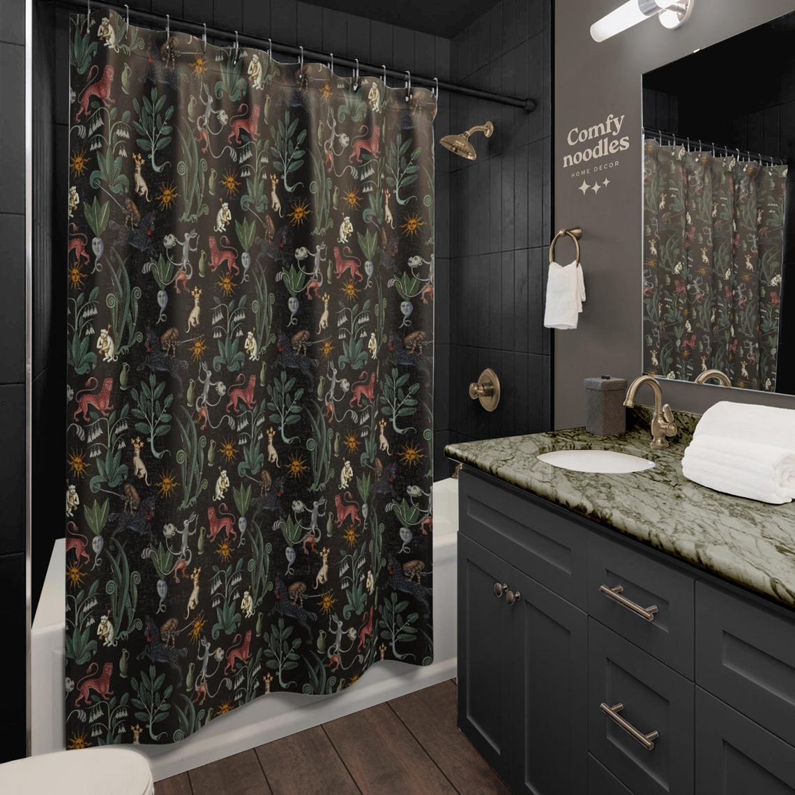 Weird Medieval Shower Curtain | Moody Esoteric Bathroom Decor | Dark ...