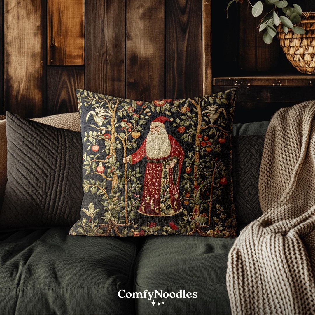 Medieval Santa Claus Decorative Throw Pillow Christmas Antique Woven ...