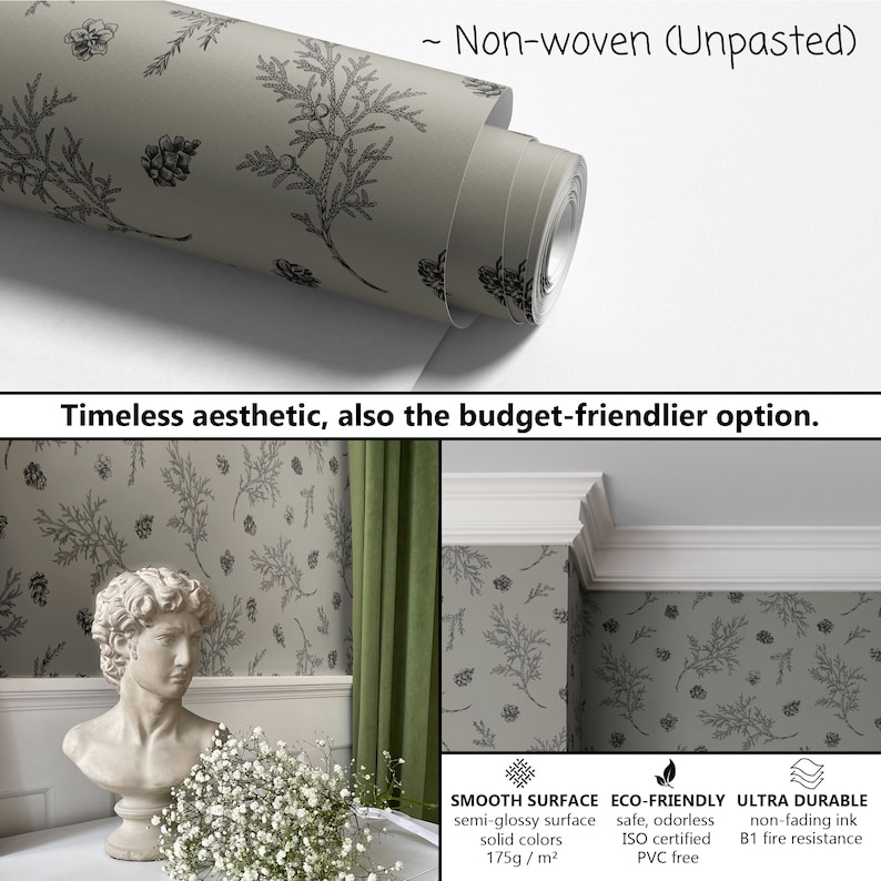 Vintage Pinecone Wallpaper | Forest Farmhouse Bedroom Bathroom ...