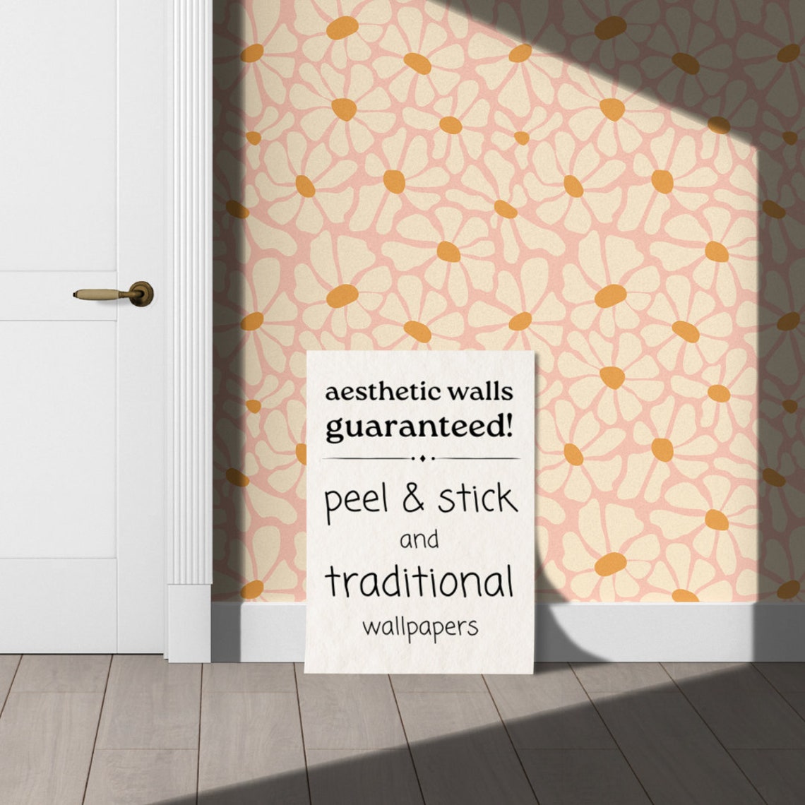 Funky Orange Daisy Wallpaper | Retro Floral Bedroom Bathroom ...