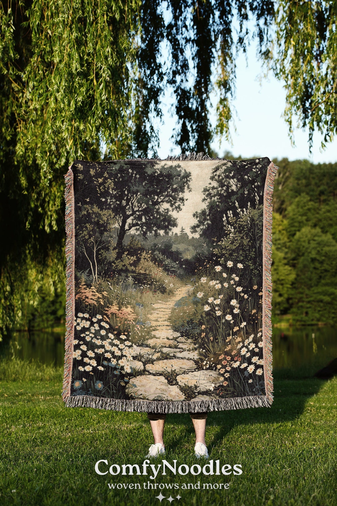 Forest Path Woven Blanket | Moody Flowers Woodland Victorian Whimsigoth ...