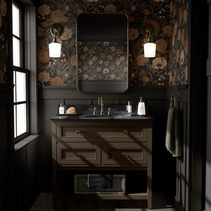 Muted Amber Roses Wallpaper | Dark Vintage Botanical Wildflower Bedroom ...