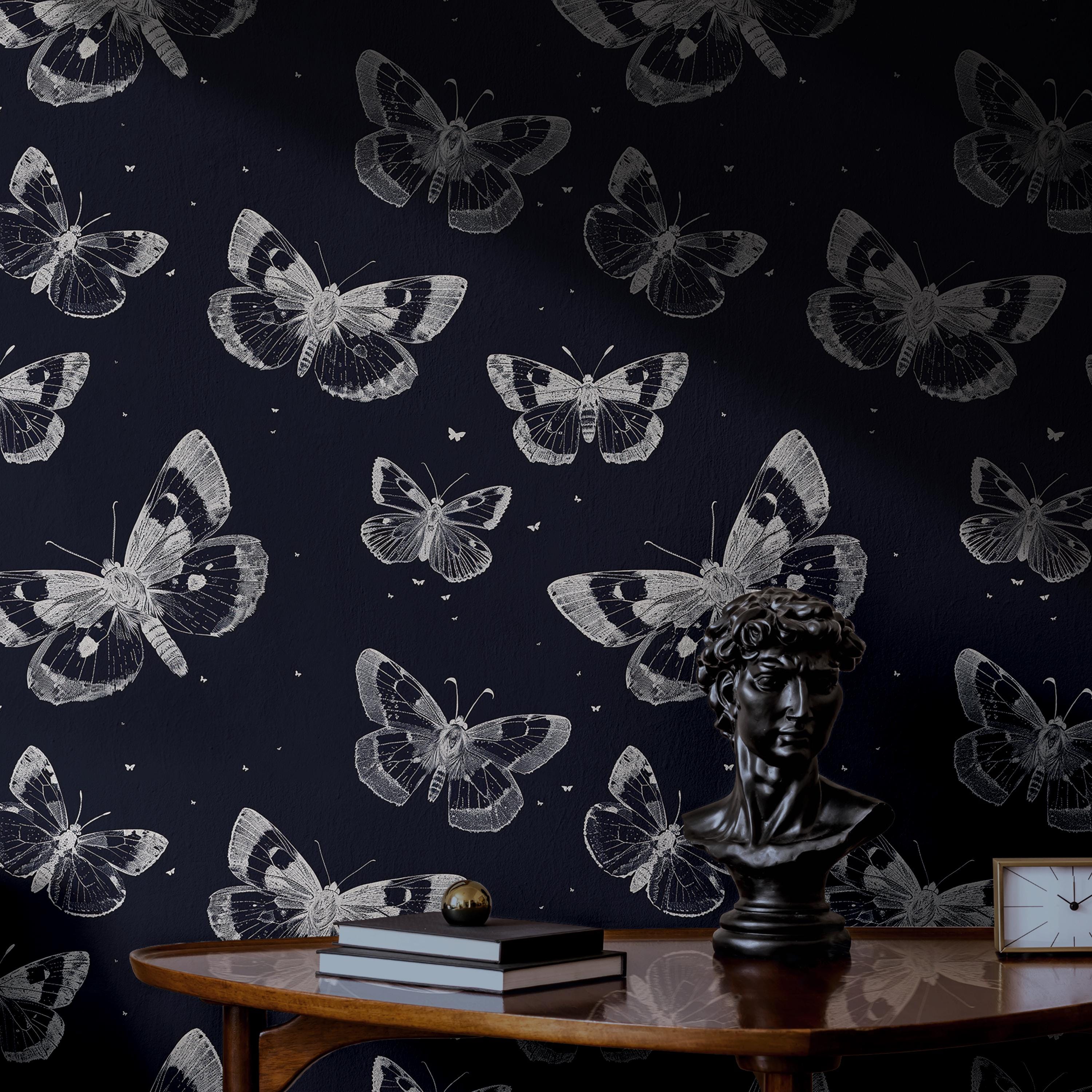 Black and white butterfly wallpaper store