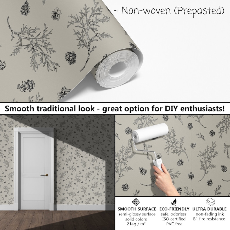 Vintage Pinecone Wallpaper | Forest Farmhouse Bedroom Bathroom ...