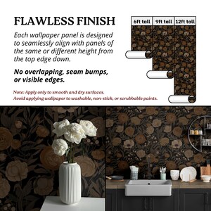 Muted Amber Roses Wallpaper | Dark Vintage Botanical Wildflower Bedroom ...