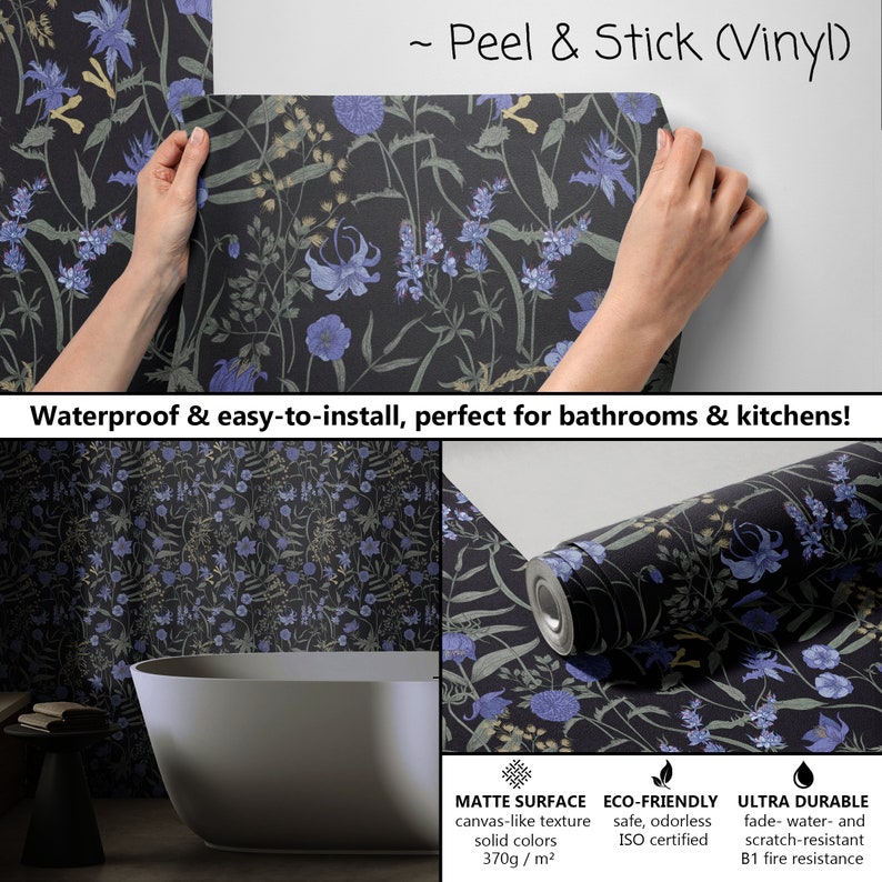 Moody Floral Wallpaper | Dark Vintage Botanical Bedroom Bathroom ...