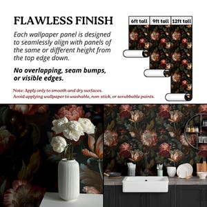 Moody Dutch Wallpaper | Black Floral Peonies Bedroom Bathroom ...