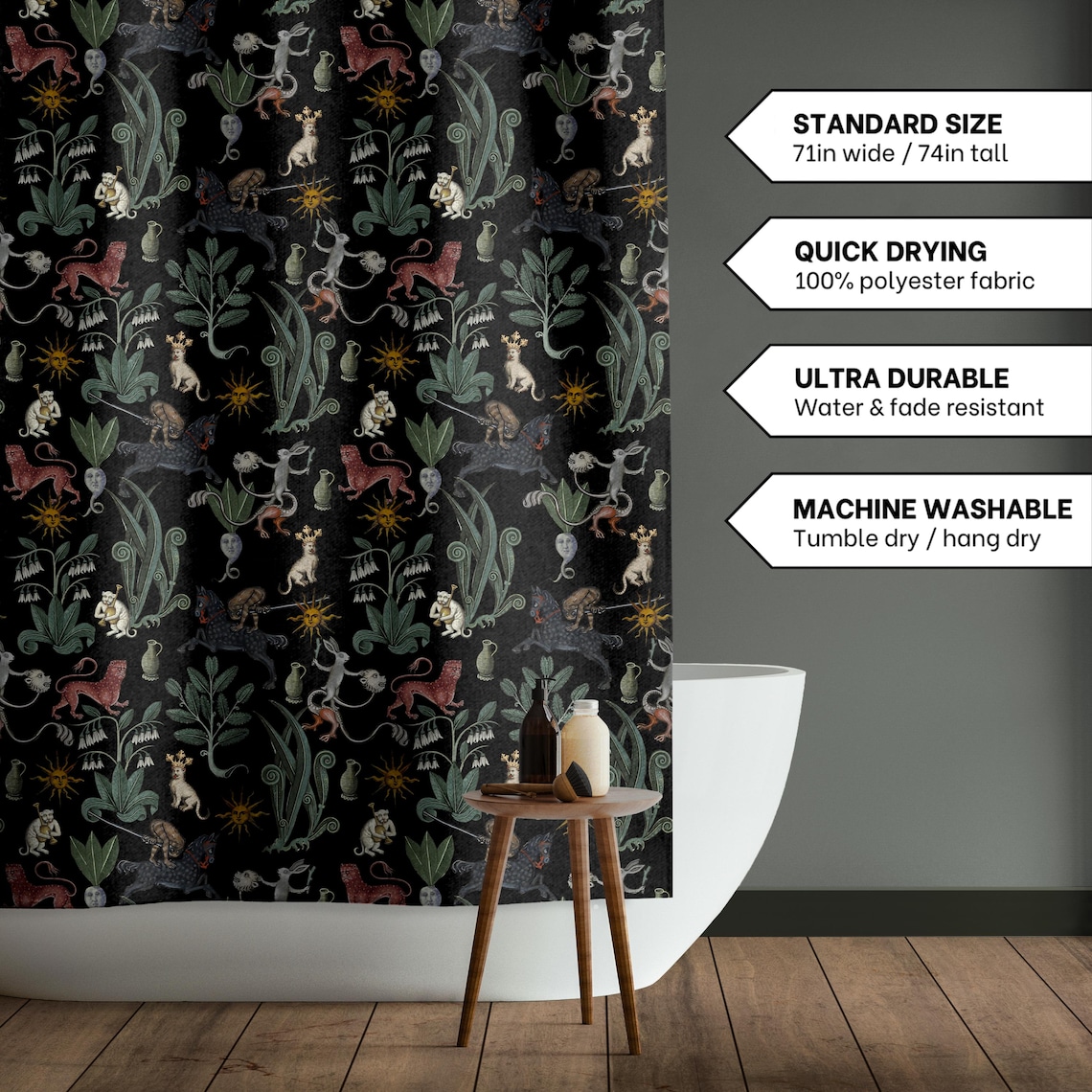Weird Medieval Shower Curtain | Moody Esoteric Bathroom Decor | Dark ...