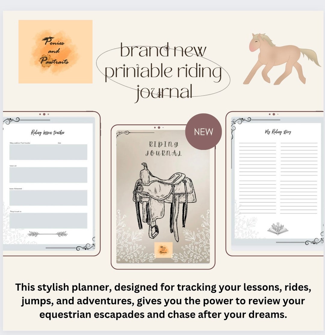 Horse Riding Journal, Printable Riding Lesson Tracker, Goals and ...