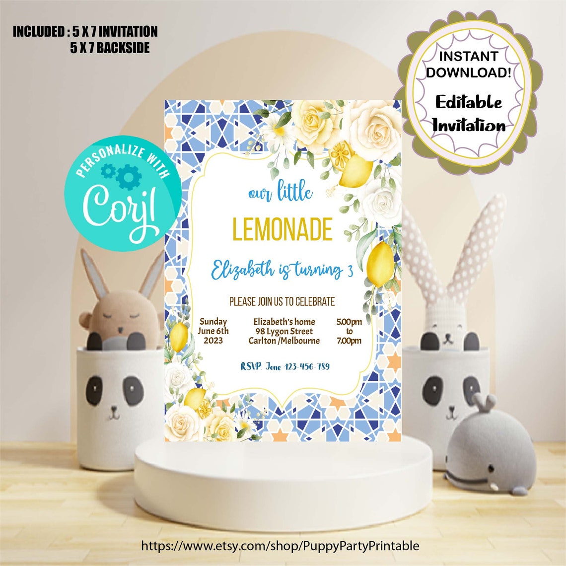 Editable Lemon Birthday Invitation, Template,photo Invitation Template ...