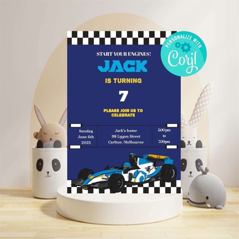 Editable Car Birthday Invitation, Template, Printable Birthday Party ...
