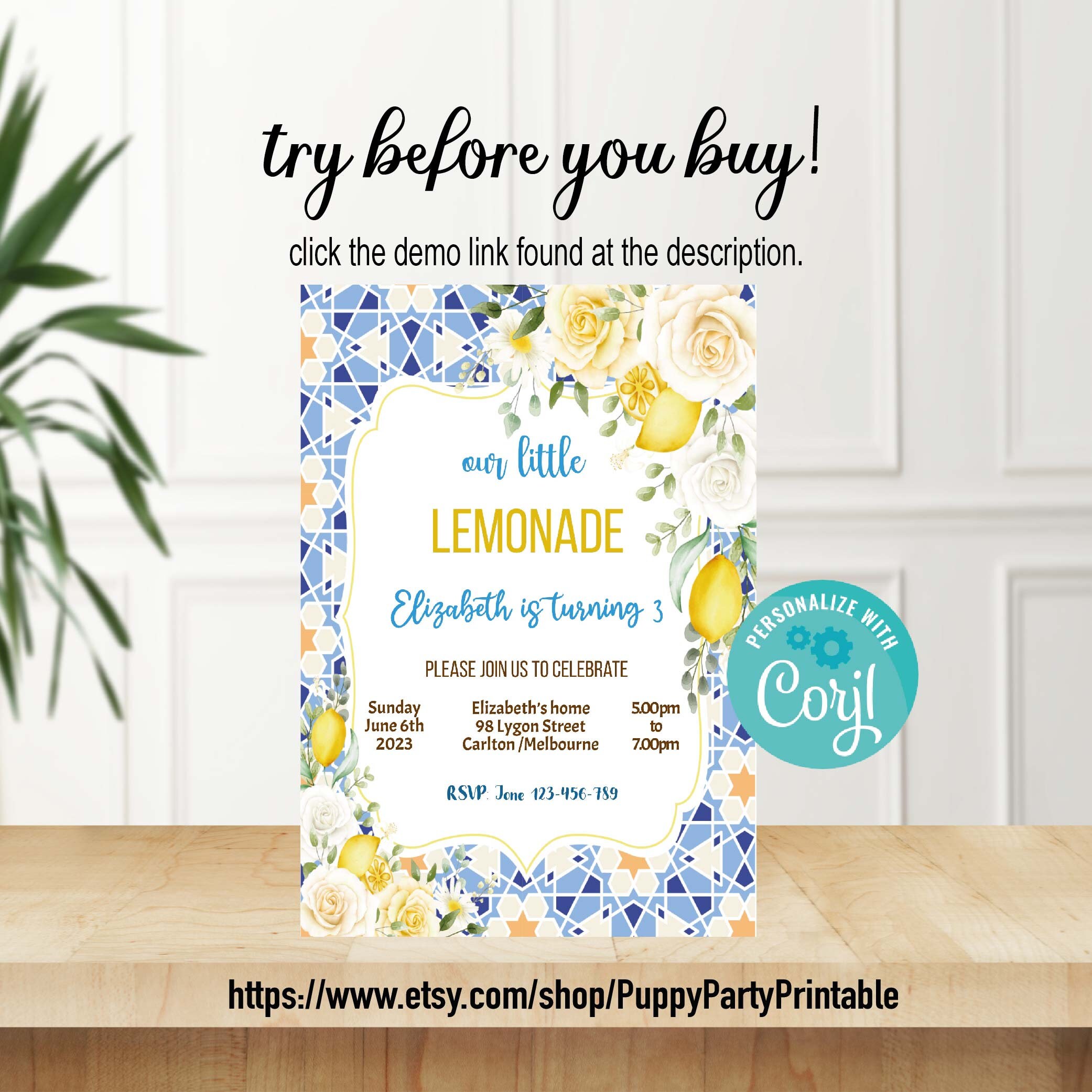 Editable Lemon Birthday Invitation, Template,photo Invitation Template ...