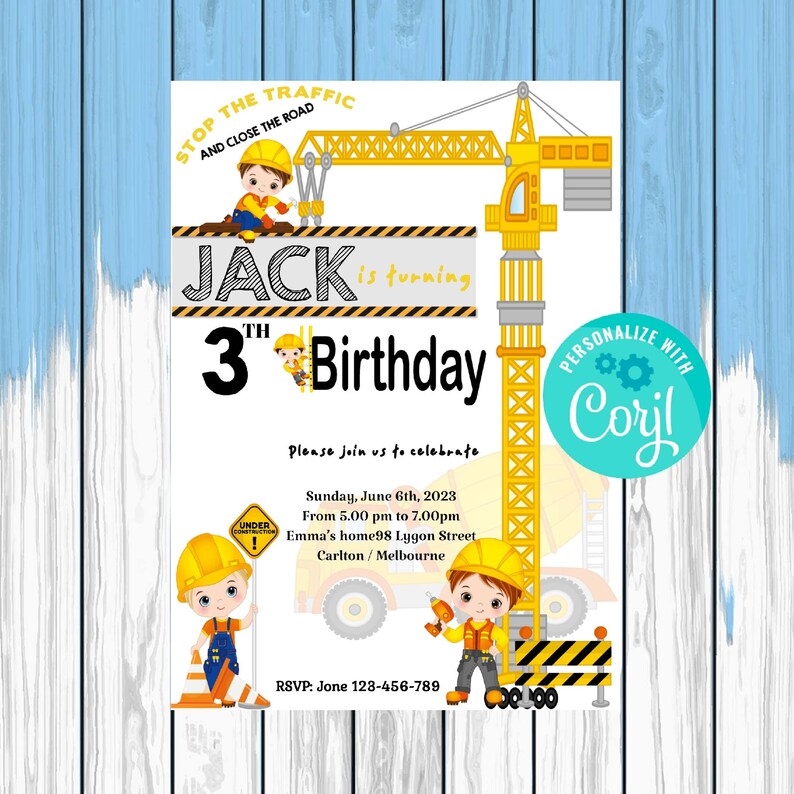 Construction Birthday Invitation Dump Truck Party Invite Etsy