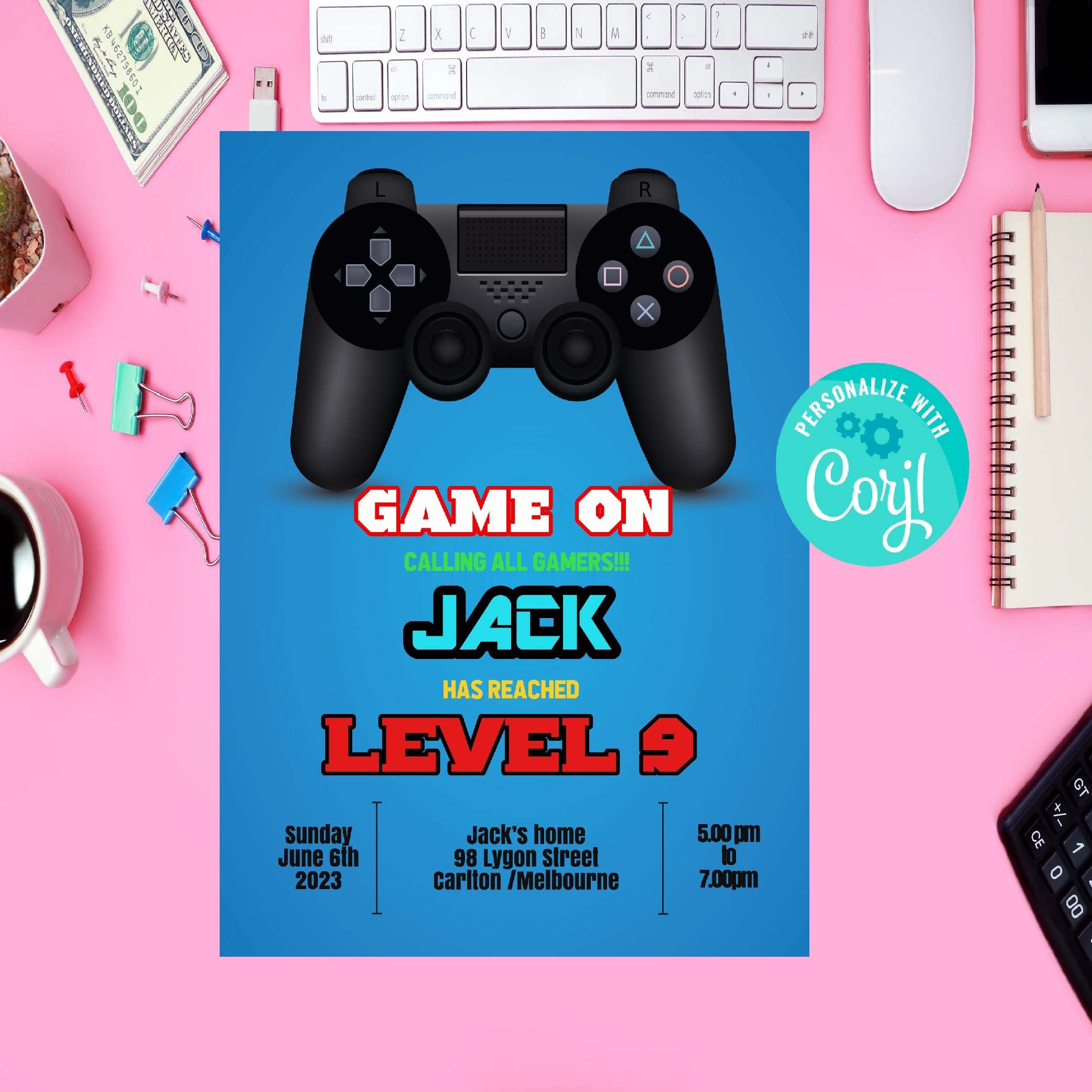 Editable Printable Game Console Birthday Invitation , Controller Game ...
