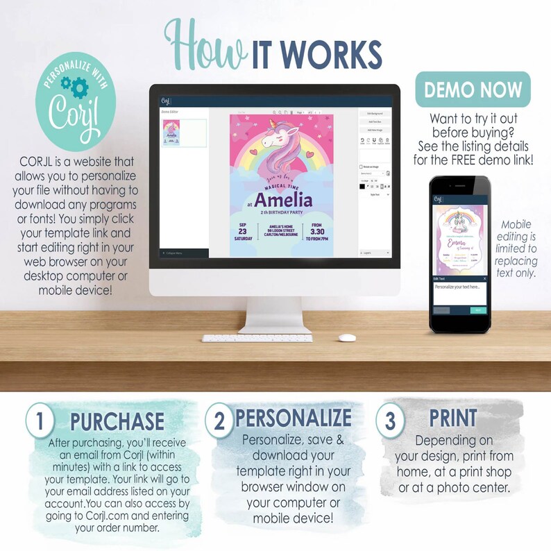 Editable Rainbow Birthday Invitation, Rainbow Invitation, Rainbow ...