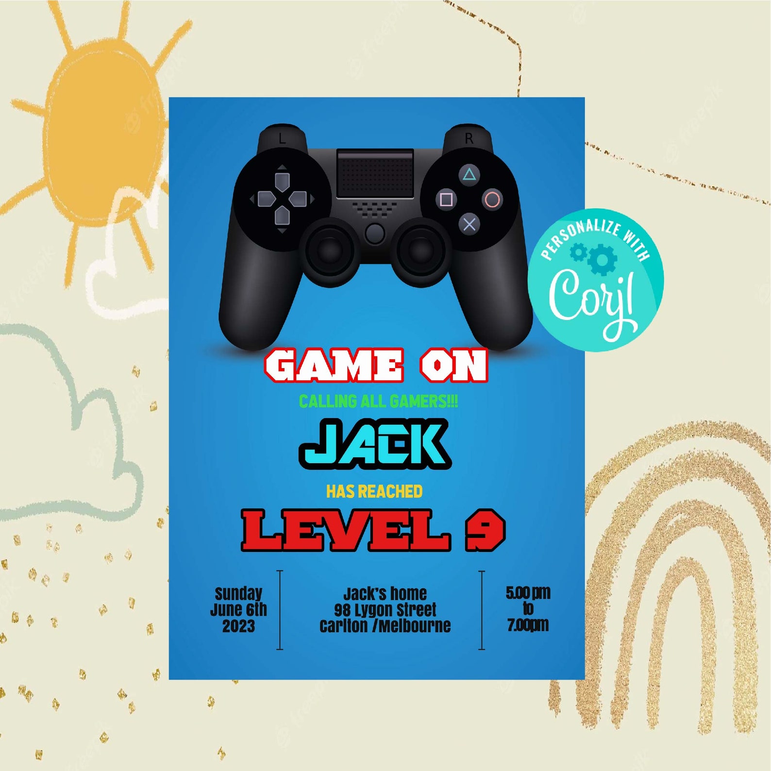 Editable Printable Game Console Birthday Invitation , Controller Game ...