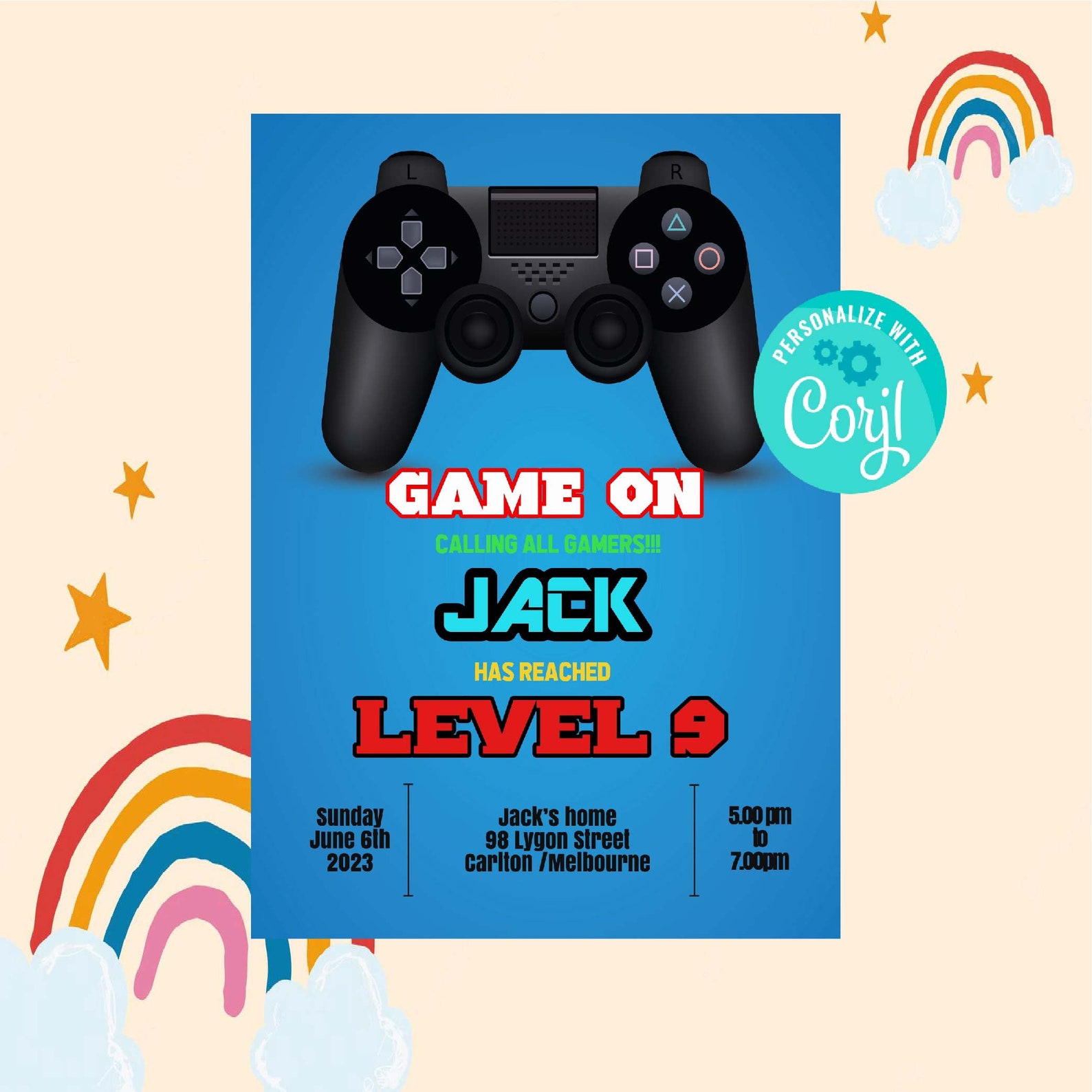 Editable Printable Game Console Birthday Invitation , Controller Game ...