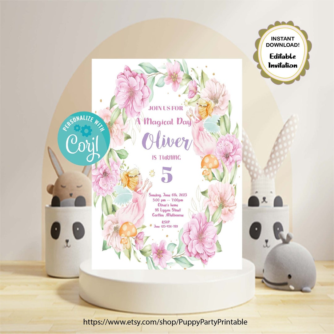 Fairy Theme Birthday Party Invitation, Fairy Invite, Fairy Birthday ...