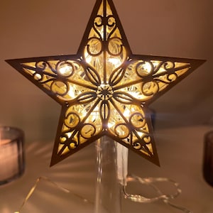 Small Wood Star Tree Topper, Bright Led Star - Etsy
