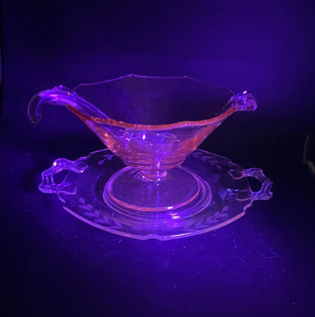 Vintage Pink Depression Glass 3 Pc Mayonnaise Bowl, Underplate & Spoon ...