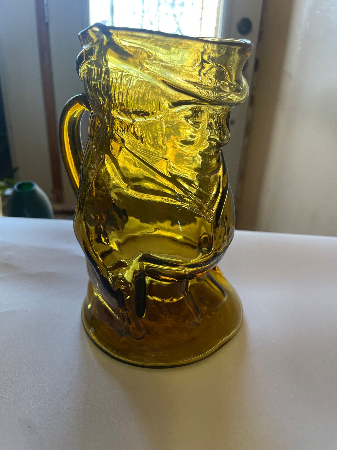Vintage MCM Kawanha “toby Friar” Amber Glass Pitcher - Etsy