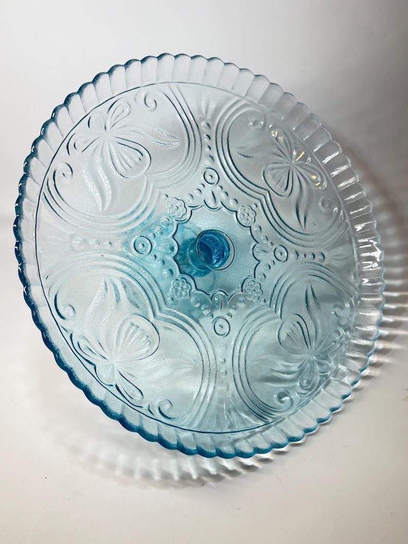 Blue Flashed Glass Pedestal Cake Stand 12” – Cerium UV Reactive 365nm ...