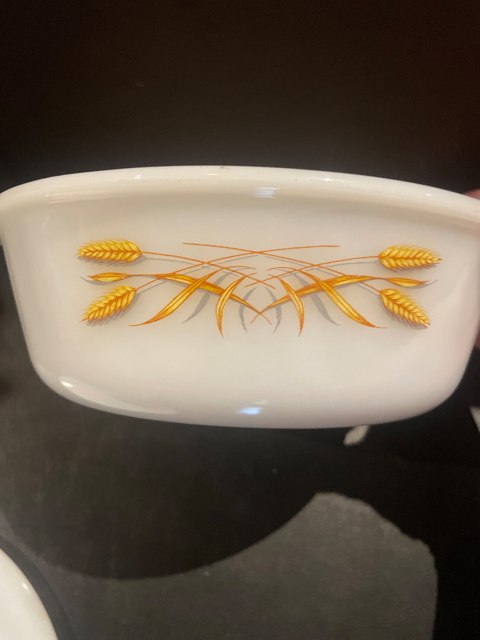 Vintage Fire-king Wheat by Anchor Hocking, #447 Round Milk Glass Golden ...