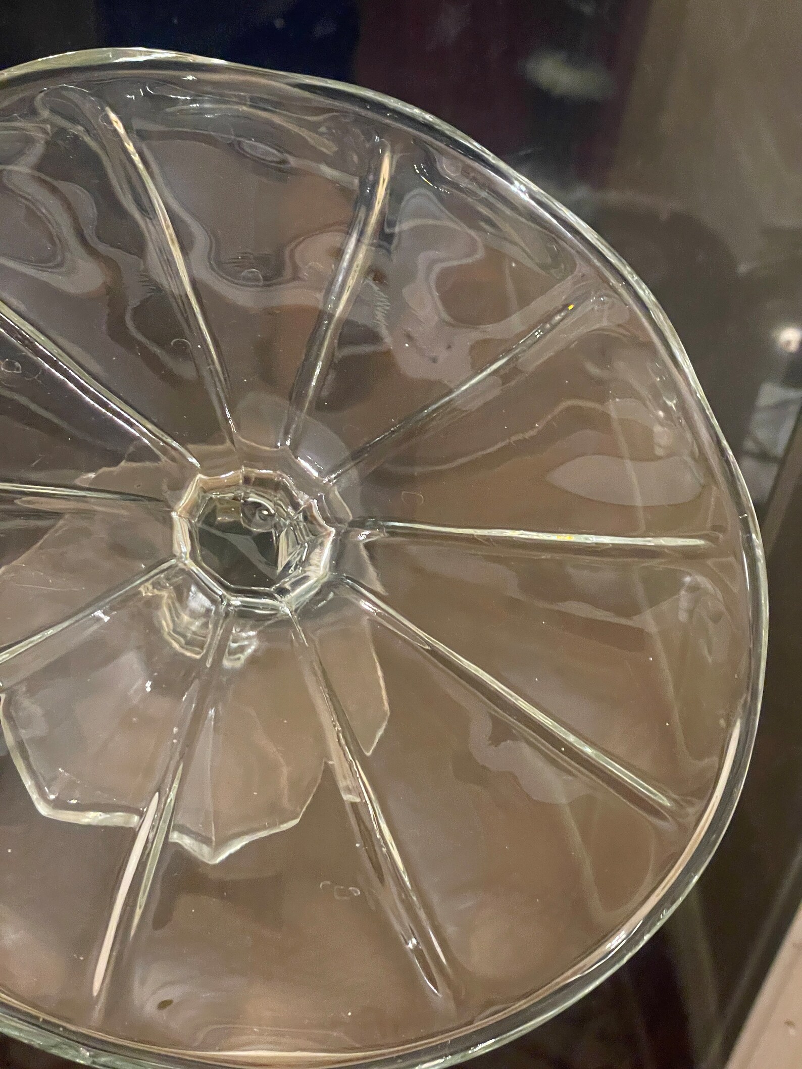 Vintage Pressed Glass Fluted Edge Paneled Clear Glass Pedestal Cake ...