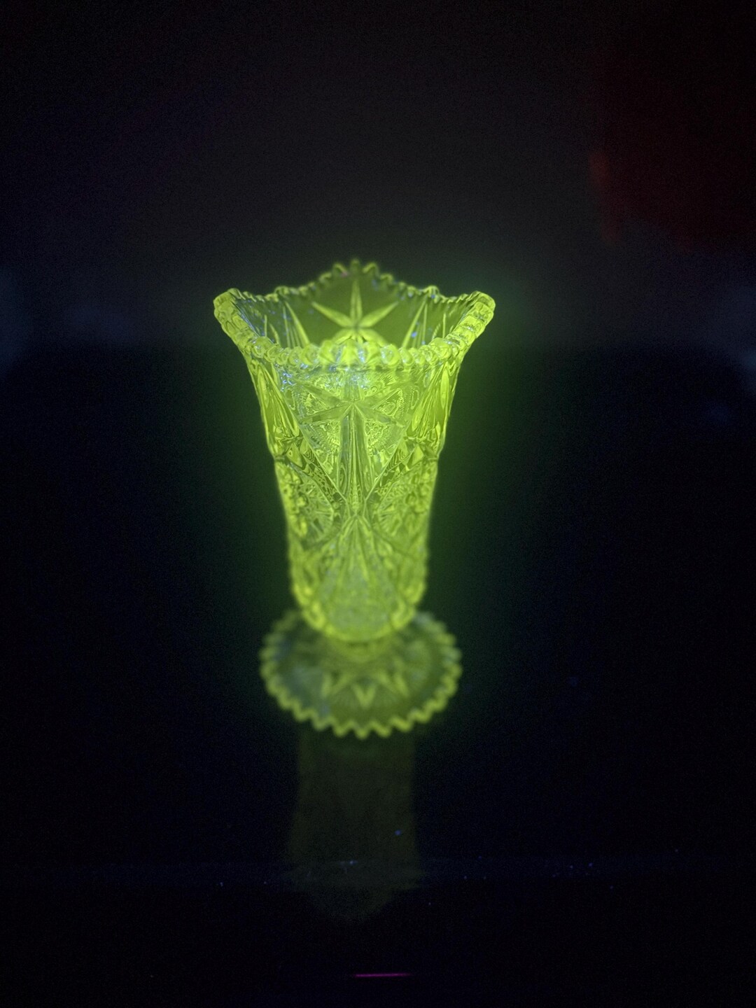 Antique EAPG YUTEC (OHM) Mckee/jeanette Clear Glass Footed Vase ...