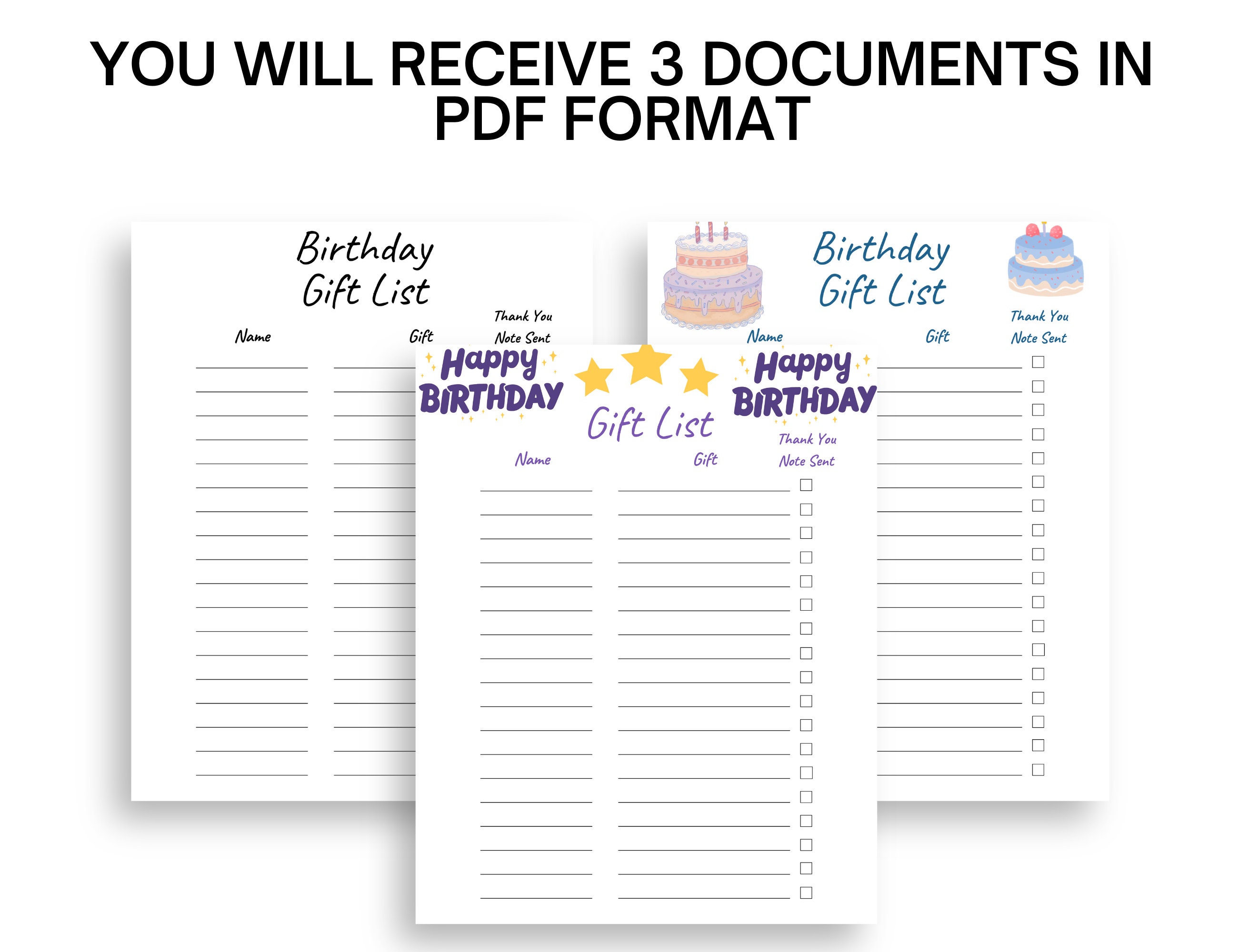 Birthday Gift List Printable PDF With Thank You Note Tracker - Etsy