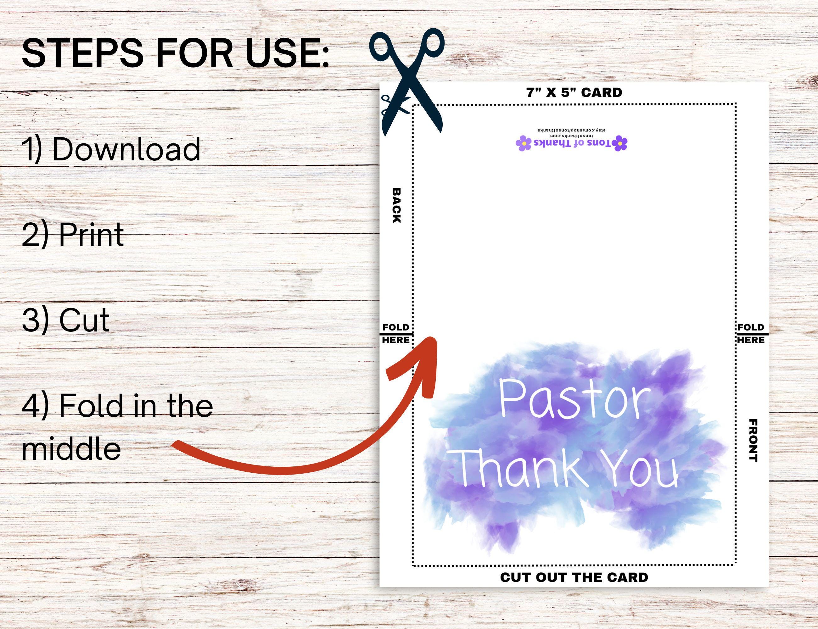 Printable Pastor Appreciation Card Bundle, Pastor Thank You Card ...