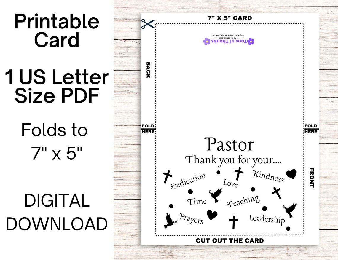 Printable Pastor Appreciation Card, Pastor Thank You Card, Pastor Word ...