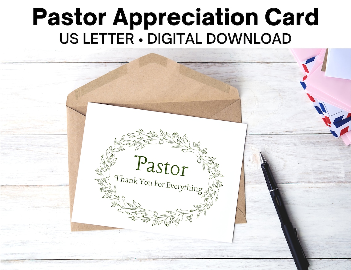 Printable Pastor Appreciation Card, Pastor Thank You Card, Thank You ...