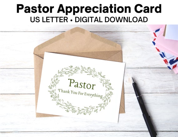 Printable Pastor Appreciation Card Pastor Thank You Card, 52% OFF
