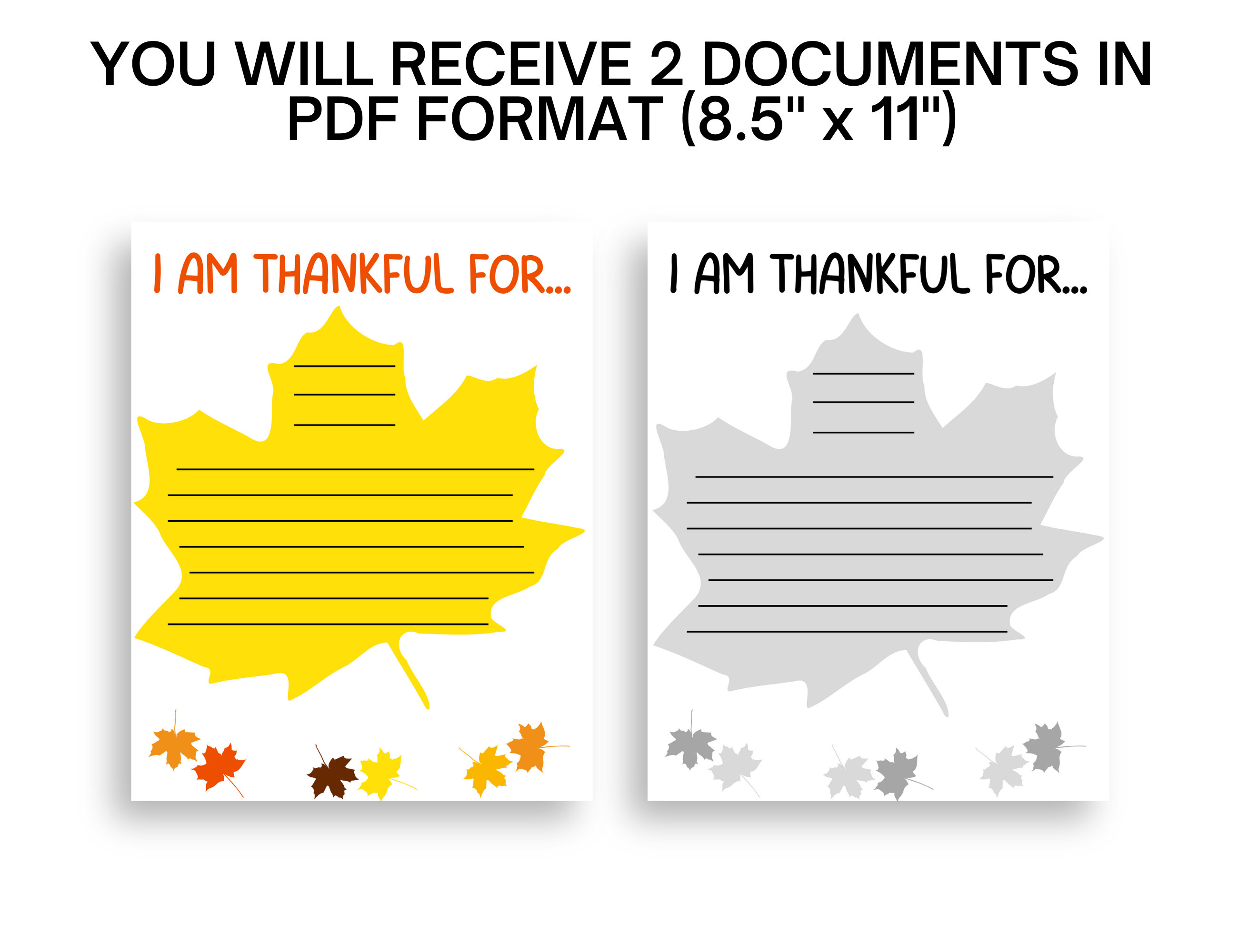 I Am Thank for Leaf Printable | Gratitude Leaf Printout - Etsy