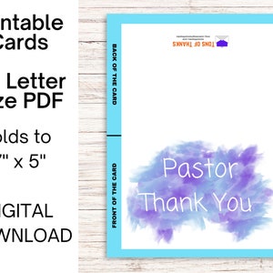 Printable Pastor Appreciation Card Bundle, Pastor Thank You Card ...