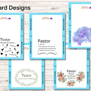 Printable Pastor Appreciation Card Bundle, Pastor Thank You Card ...