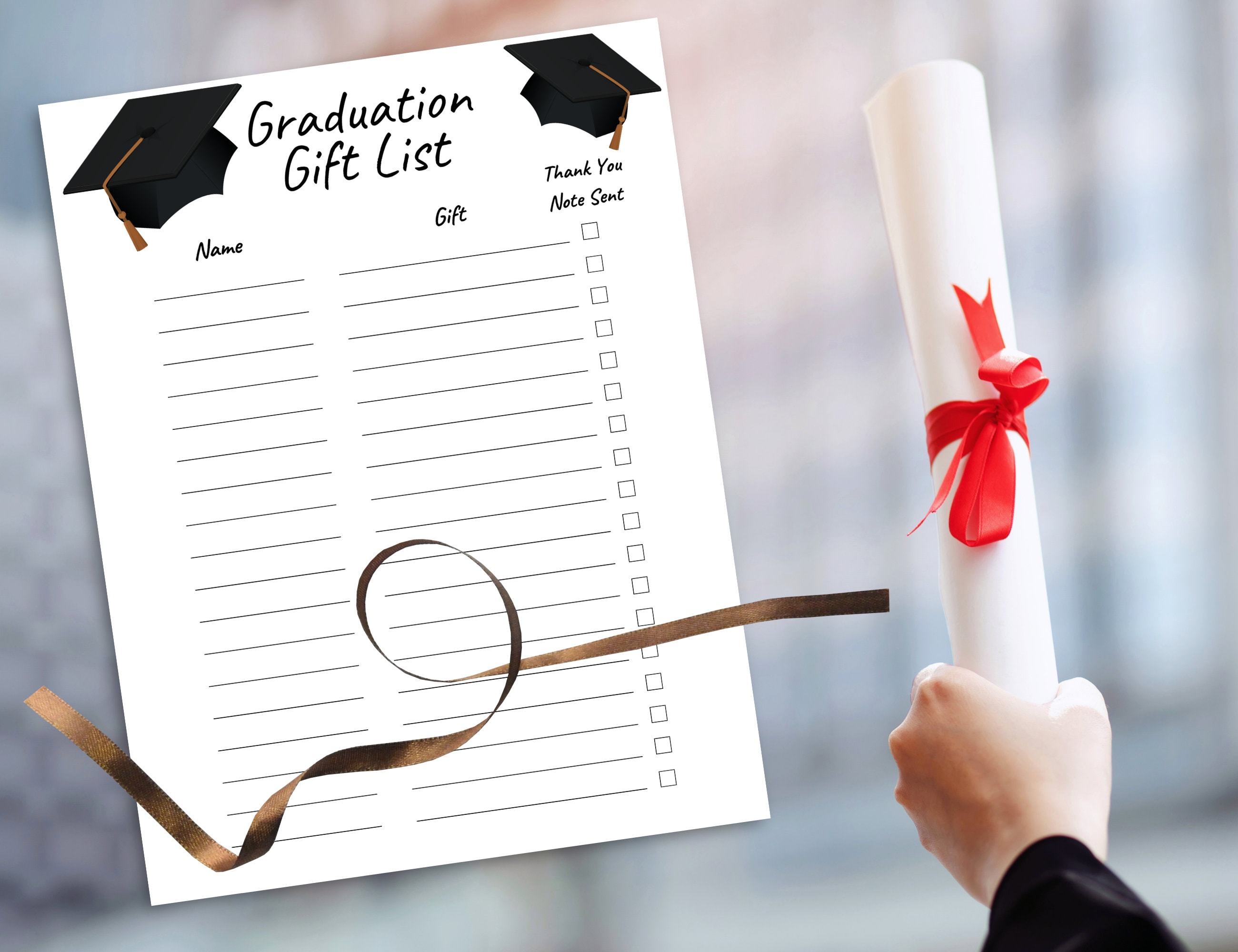 Graduation Gift List Printable With Thank You Note Tracker - Etsy