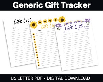 Graduation Gift List Printable With Thank You Note Tracker - Etsy