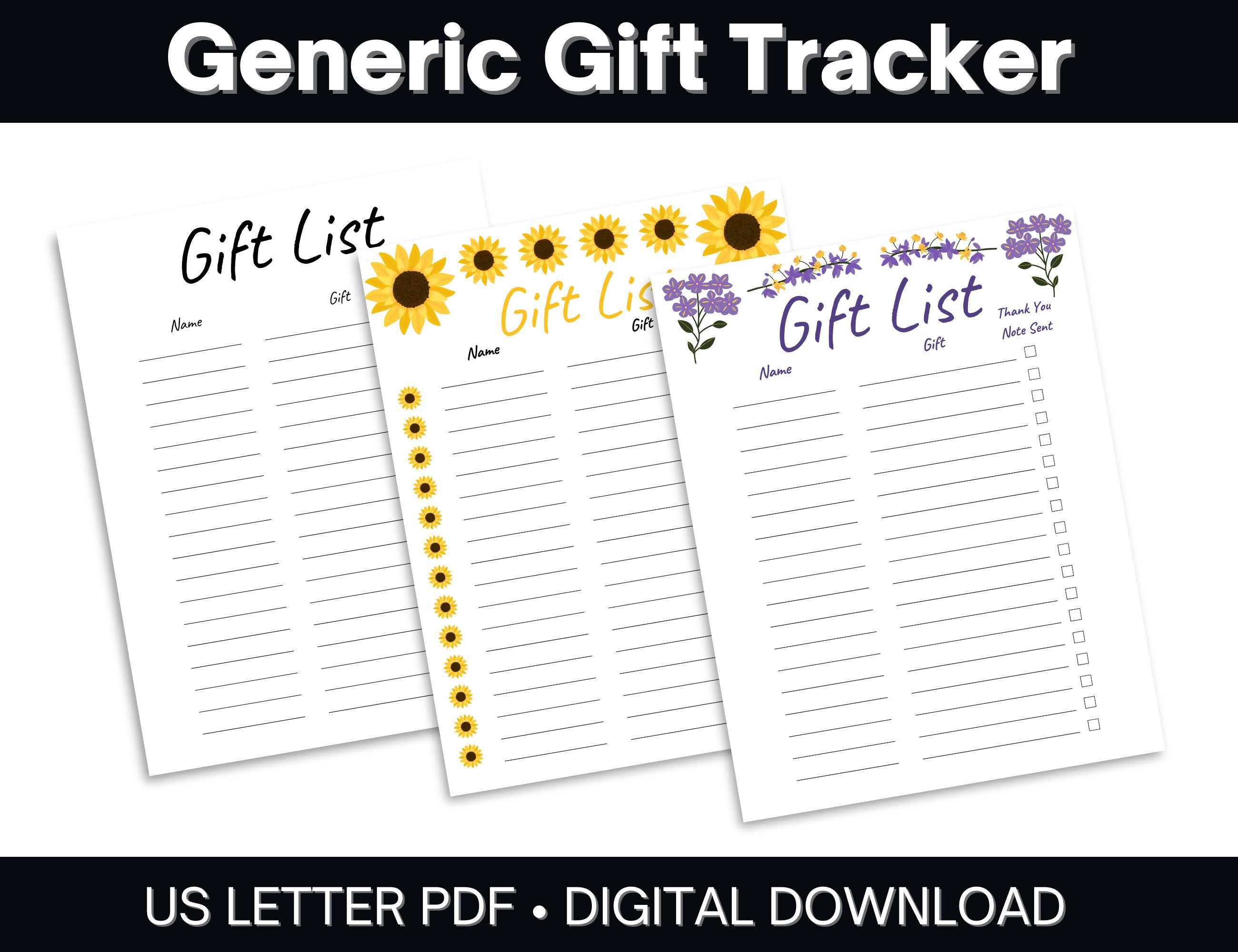 Gift List Printable With Thank You Note Tracker for Any Gift Occasion ...