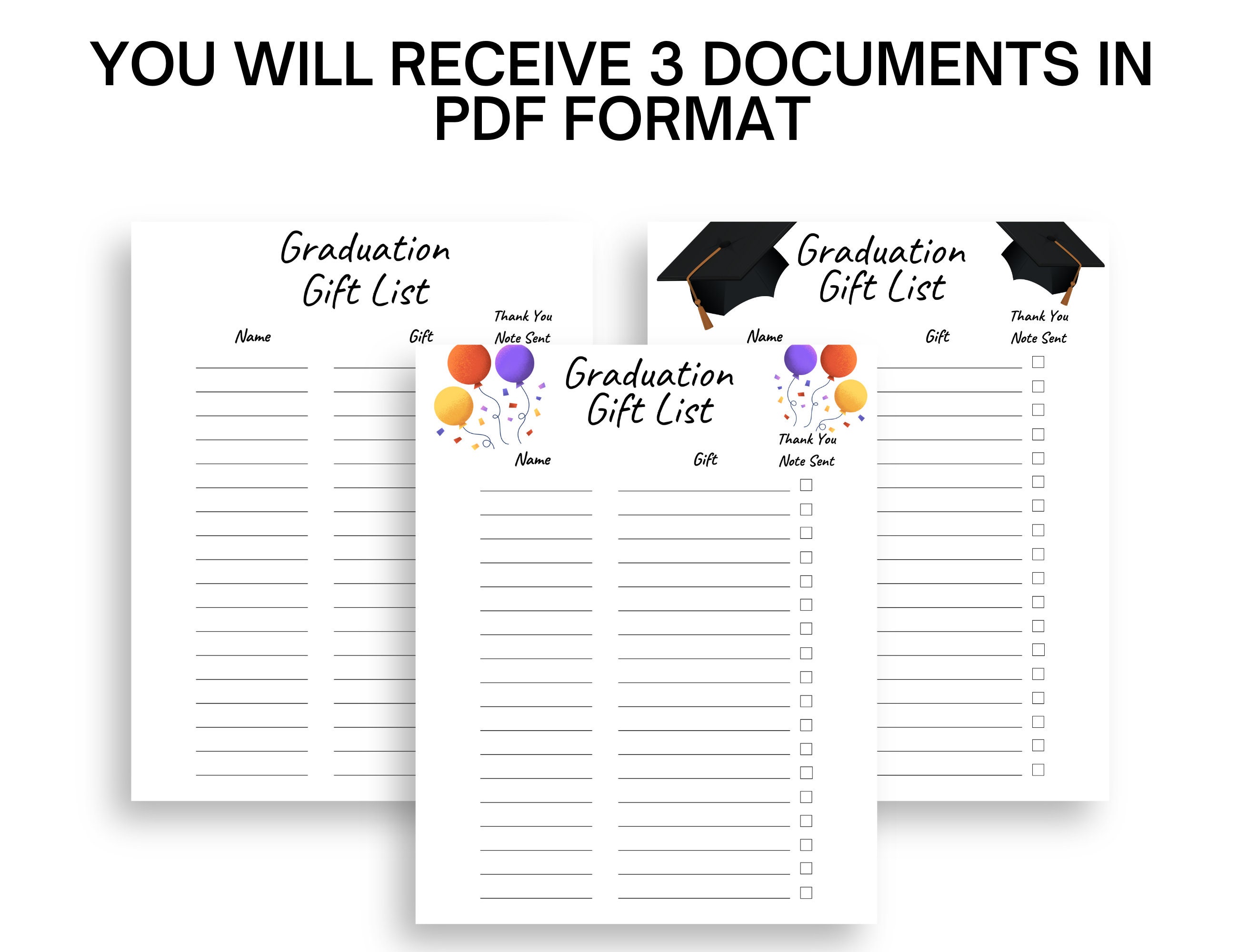 Graduation Gift List Printable With Thank You Note Tracker - Etsy